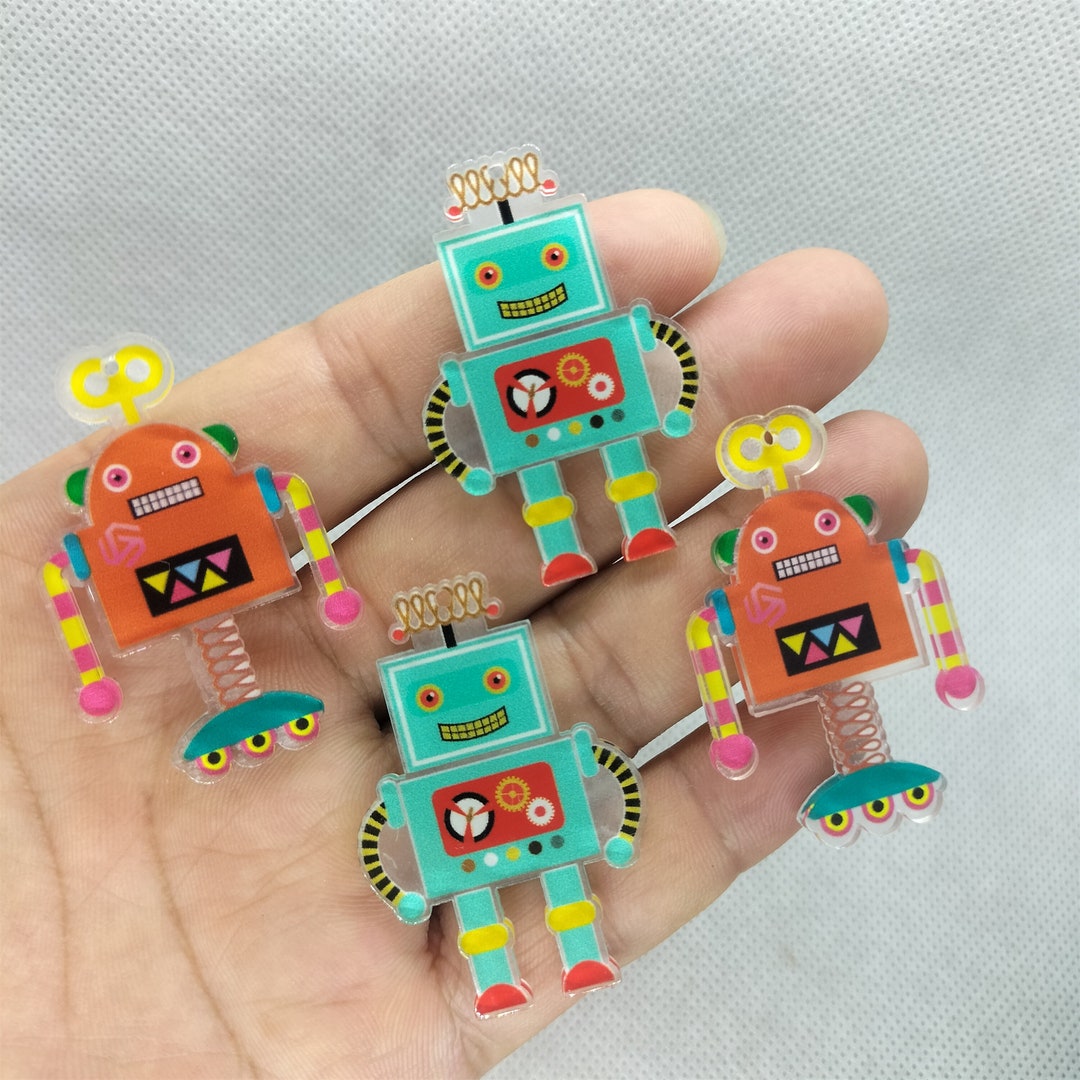 Cartoon Robot Charm Acrylic Charms Pendant for DIY Earring Necklace ...