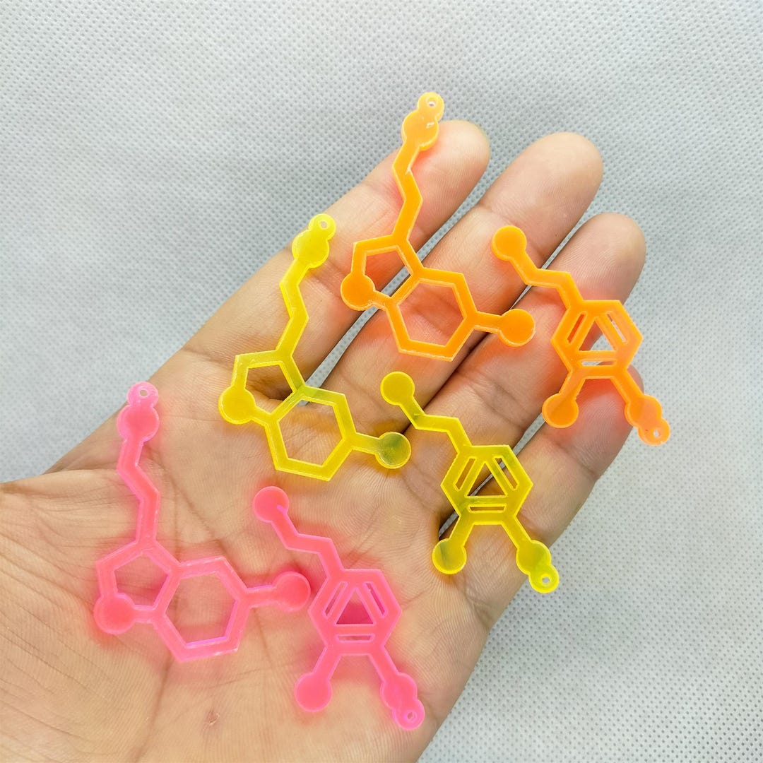 Cartoon Dopamine Charm Acrylic Chemical Molecule Charms Pendant for DIY ...