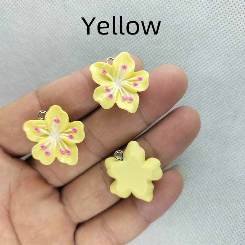 23*25mm Resin Flower Charm Cartoon Floral Charms Pendant for DIY ...