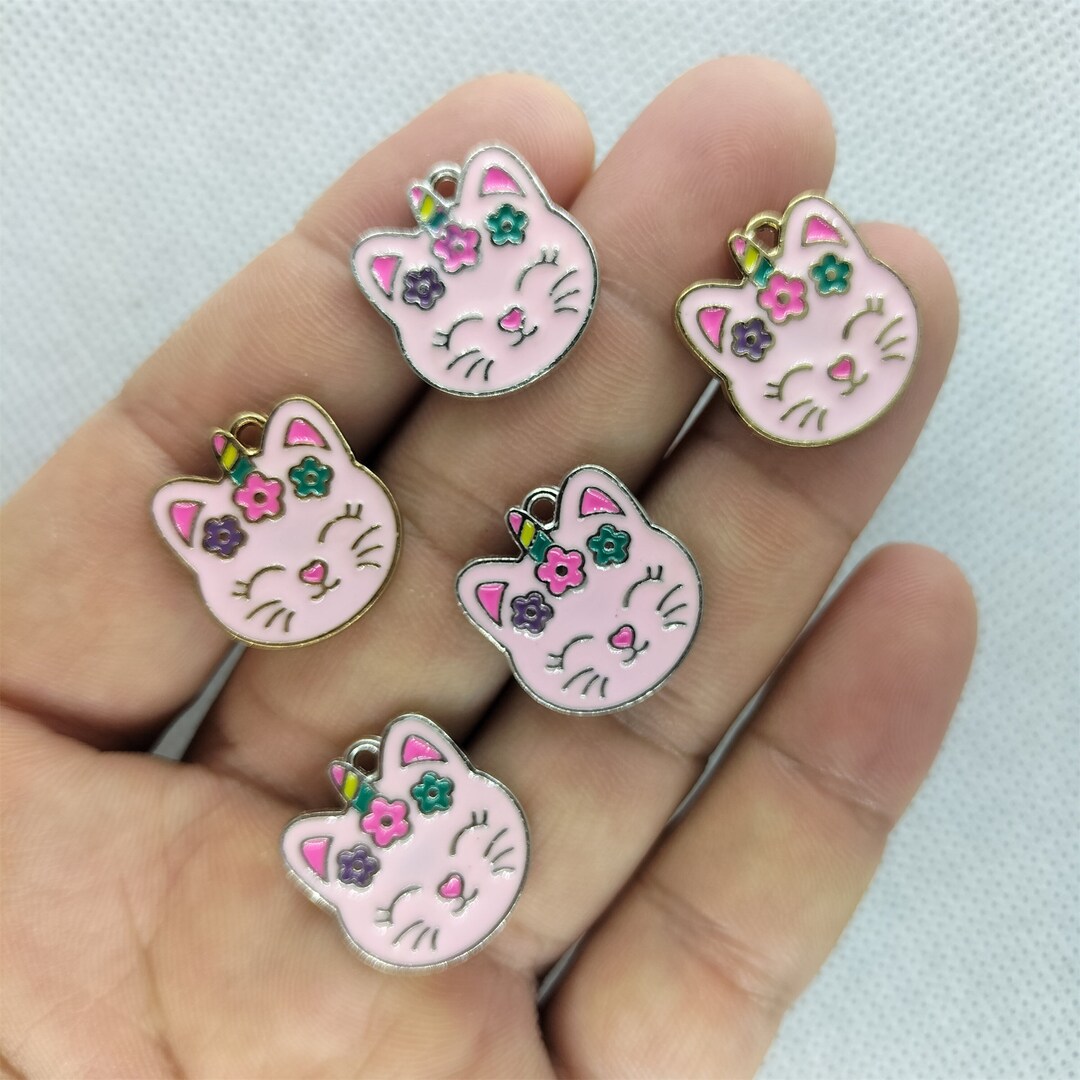 16*18mm Animal Cat Charm Metal Enamel Charm Cartoon Charms Pendant for ...