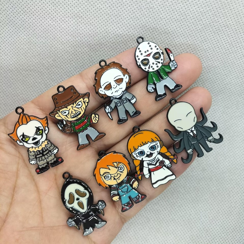 Halloween Series Enamel Charm Cartoon Ghost Knife Charms Pendant ...