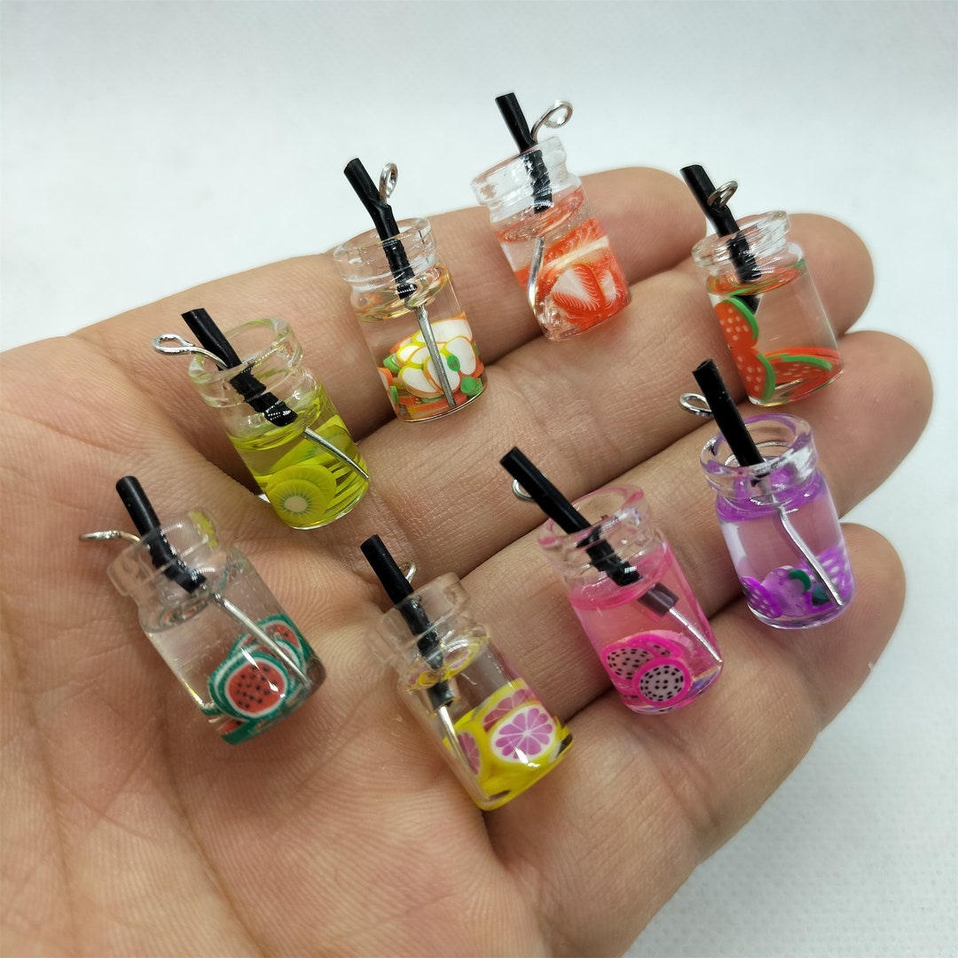 10*27mm Glass Drink Charm Resin Fruit Series Drink Charms Pendant for ...