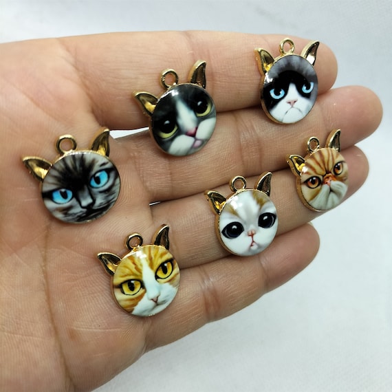 1820mm Cat Head Charm Enamel Cartoon Animal Kitten Pet Charms - Etsy