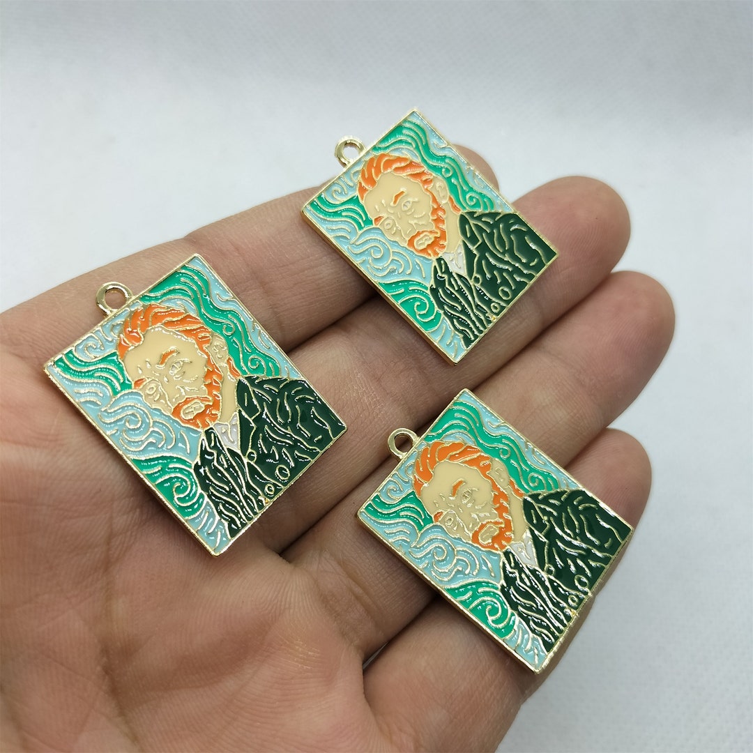 23*31mm Square Tag Enamel Charm Abstract Painting Character Charms ...