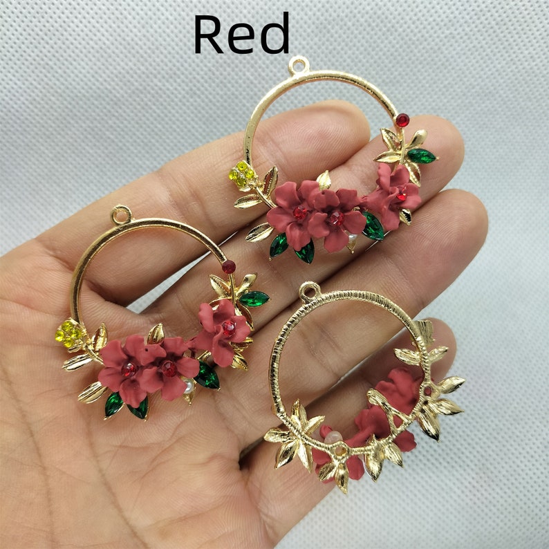 41*41mm Gold Wreath Flower Charm Floral Charm Cartoon Crystal Flower ...