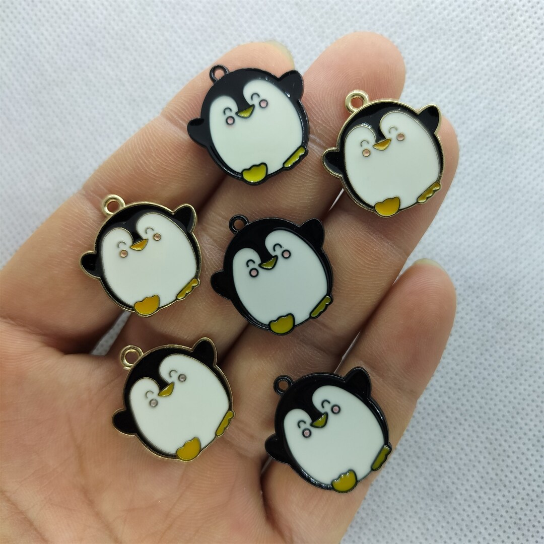 23*23mm Enamel Animal Charm Cartoon Penguin Charms Pendant for DIY ...