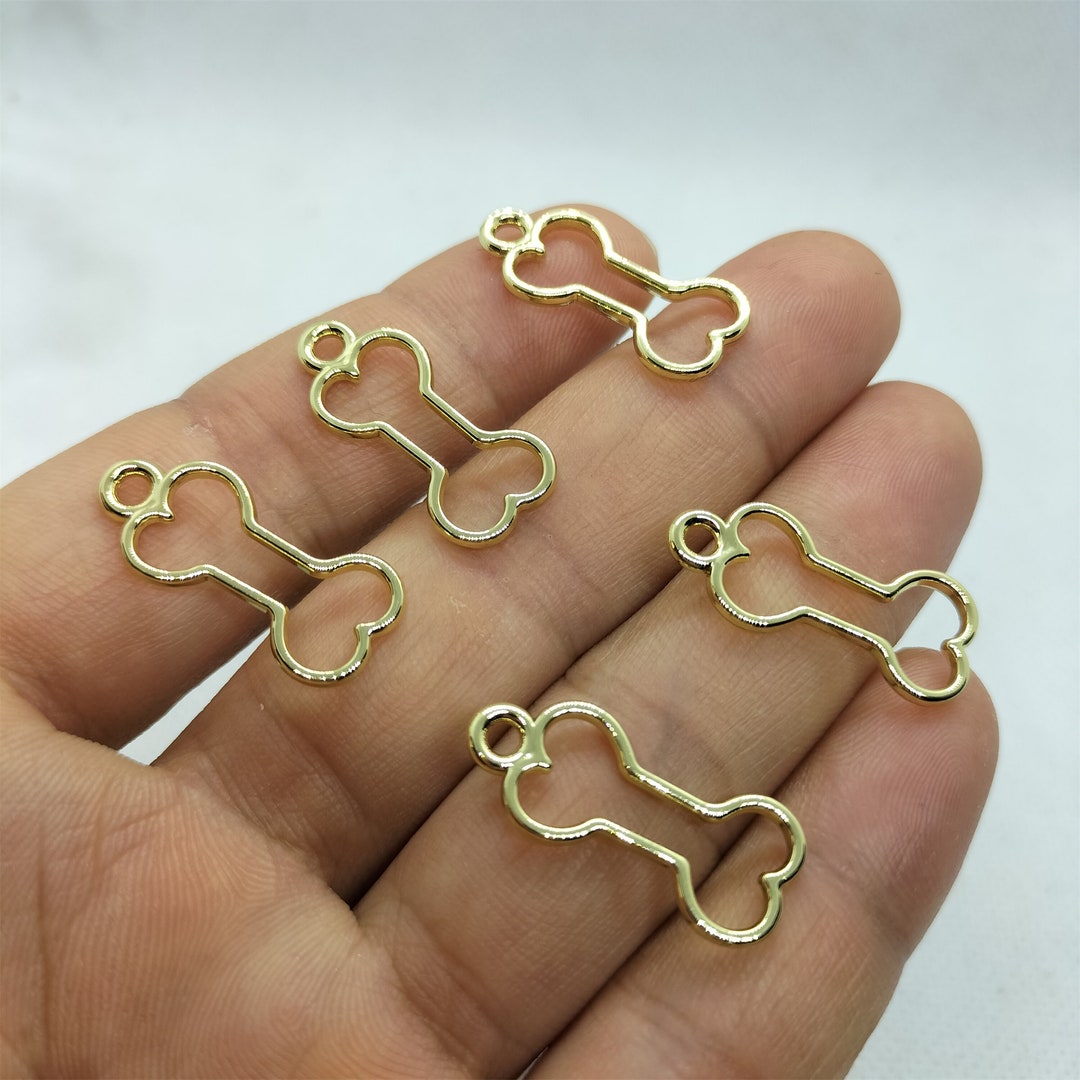 11*25mm Gold Dog Bone Charm Hollow Bone Charms Pendant for DIY Earring ...