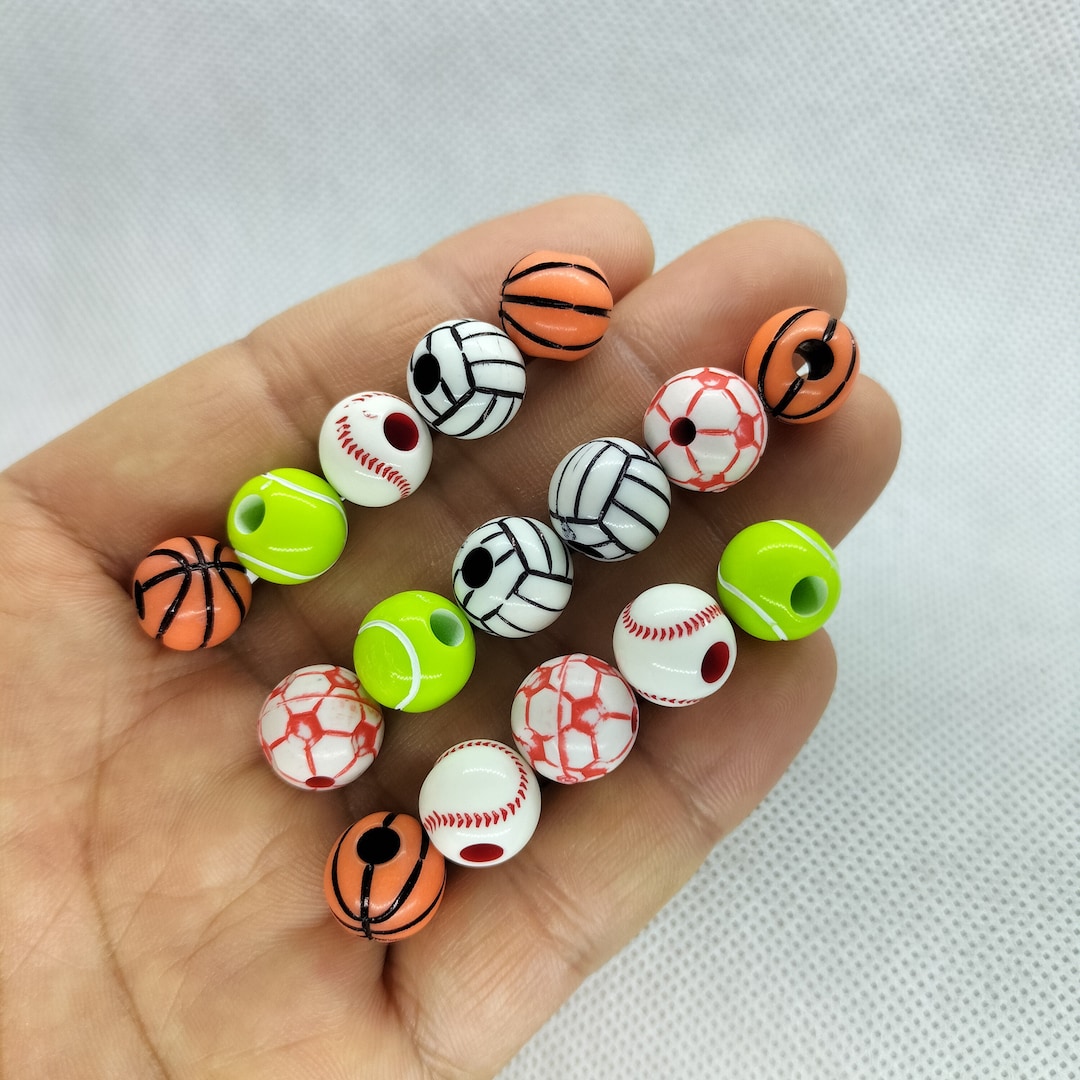 Acrylic Ball Bead Charm,baseball Sport Beads Cartoon Basketball Team ...