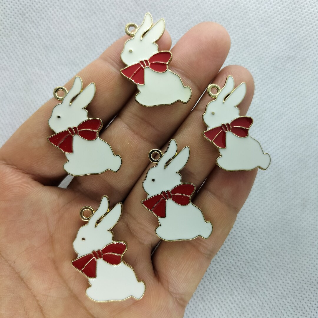 17*32mm Rabbit Charm Enamel Cartoon Animal Bunny Charms Pendant for DIY ...