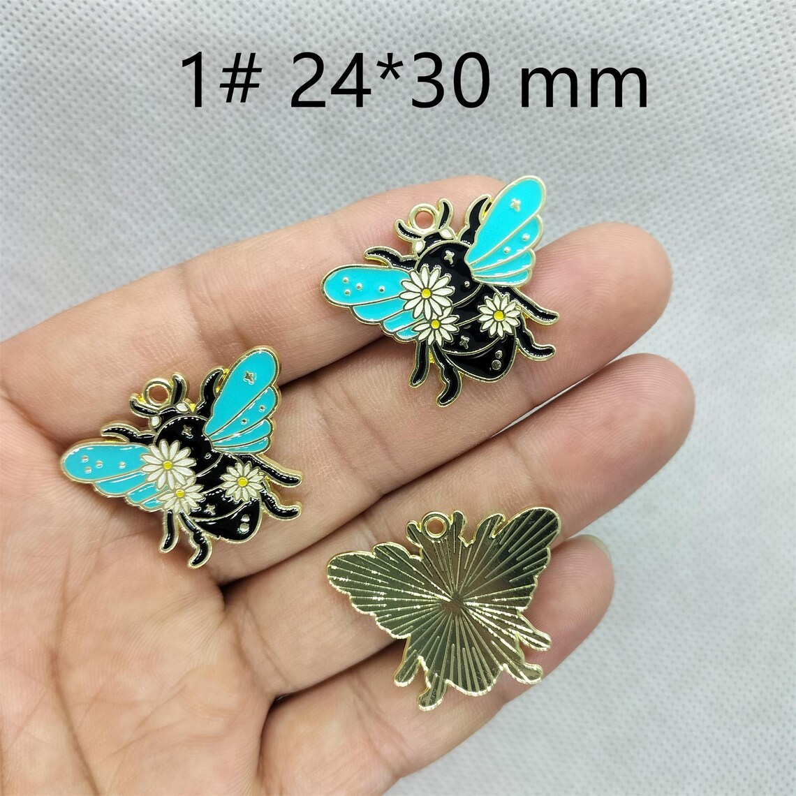 Gold Metal Enamel Bee Charm Cartoon Animal Insect Charms Pendant for ...