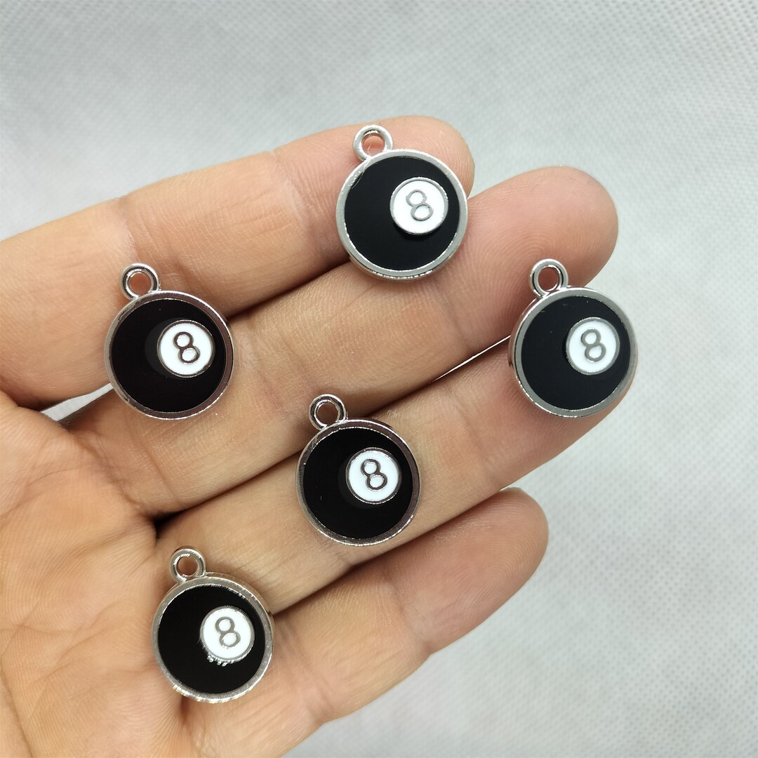 16*20mm Tag Enamel Black Charm 8 # Billiard Charms Pendant for Bracelet ...