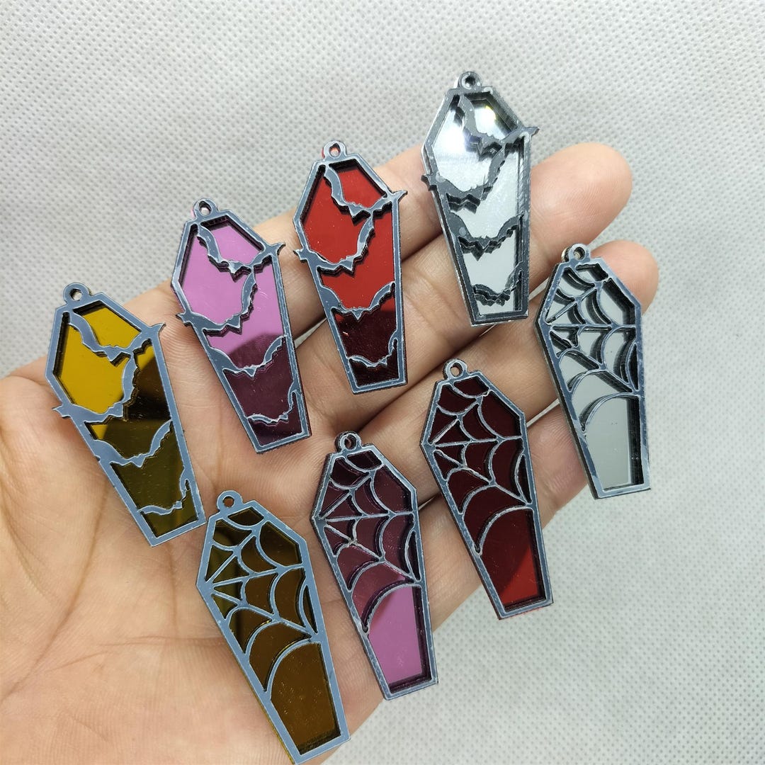 19*45mm Acrylic Bat Web Charm Halloween Charms Pendant DIY Craft ...
