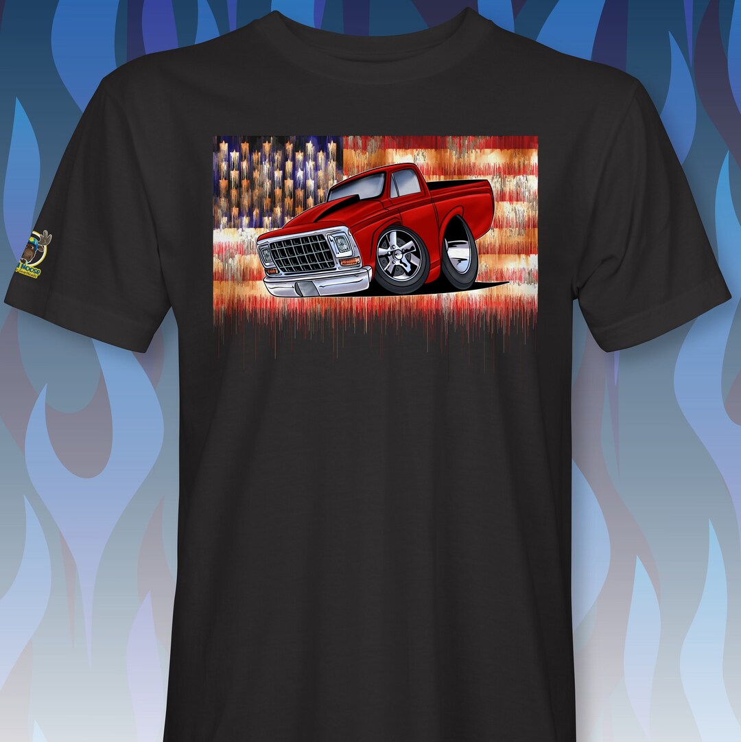 Cartoon F150 on Flag T-shirt RM0007 - Etsy