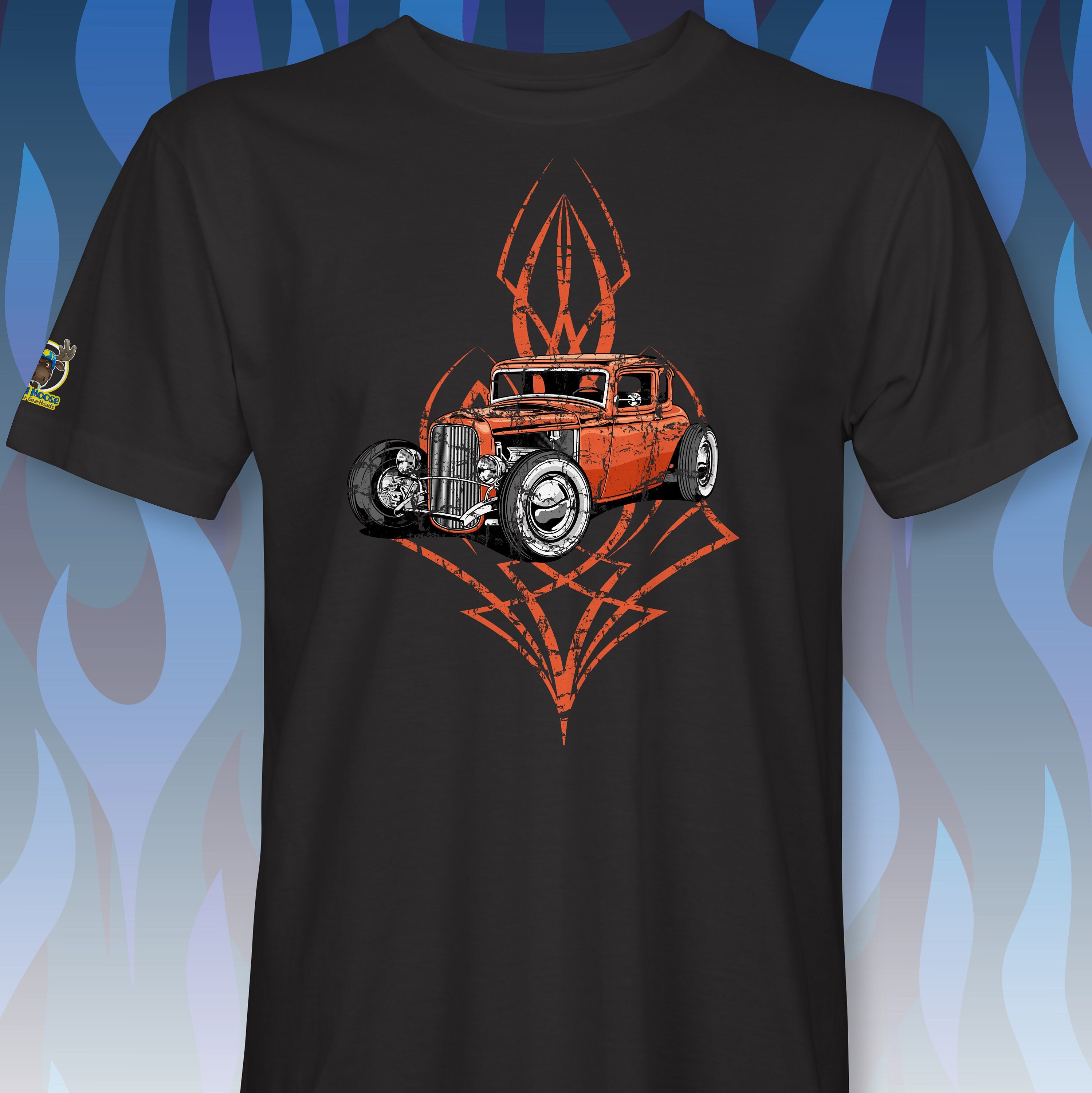 Distressed Classic Hot Rod With Pinstripe Background T-shirt RM0077 - Etsy