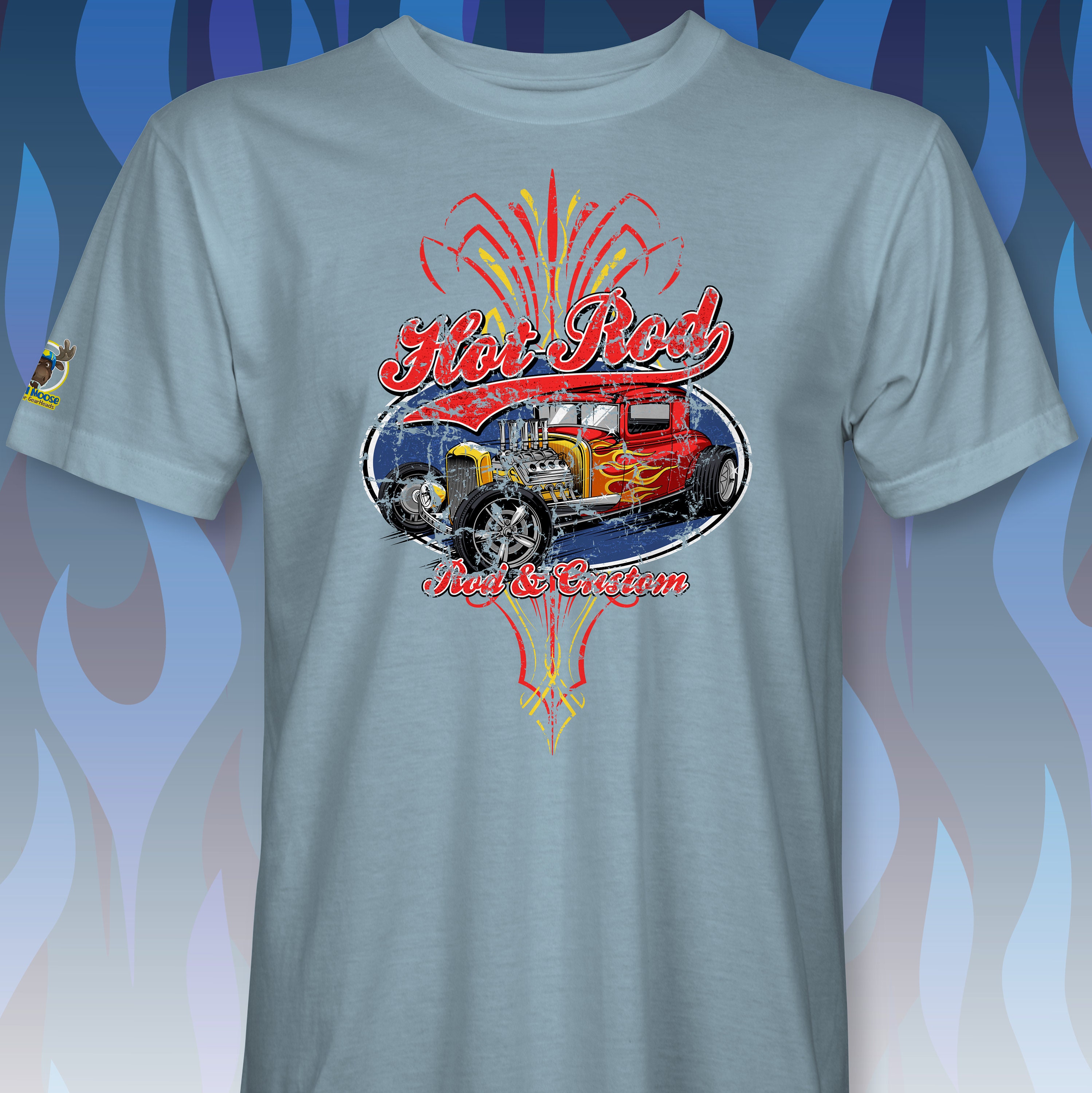 Distressed Flaming Hot Rod With Pinstripes Hotrod T-shirt RM0073 - Etsy