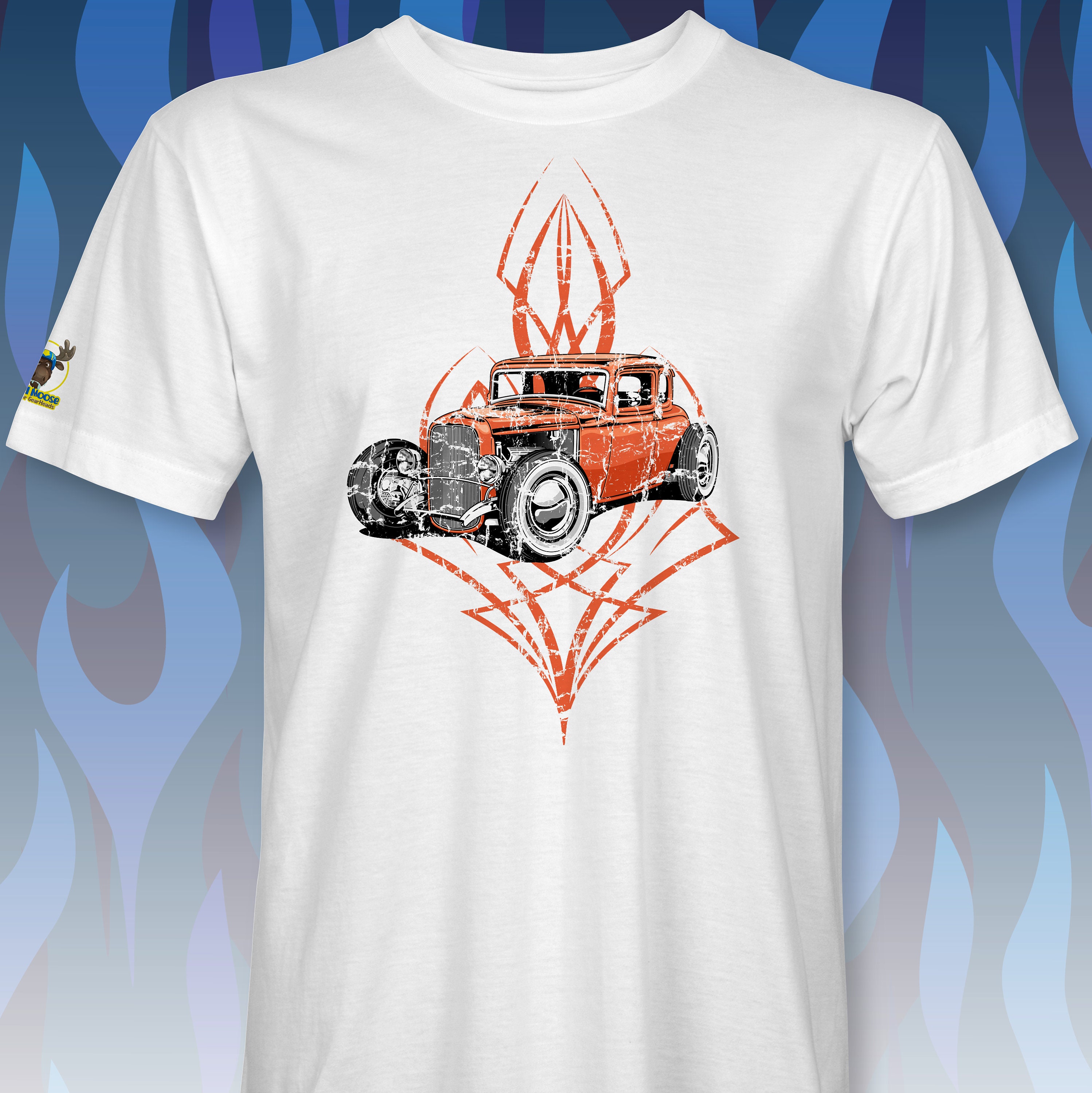Distressed Classic Hot Rod With Pinstripe Background T-shirt RM0077 - Etsy