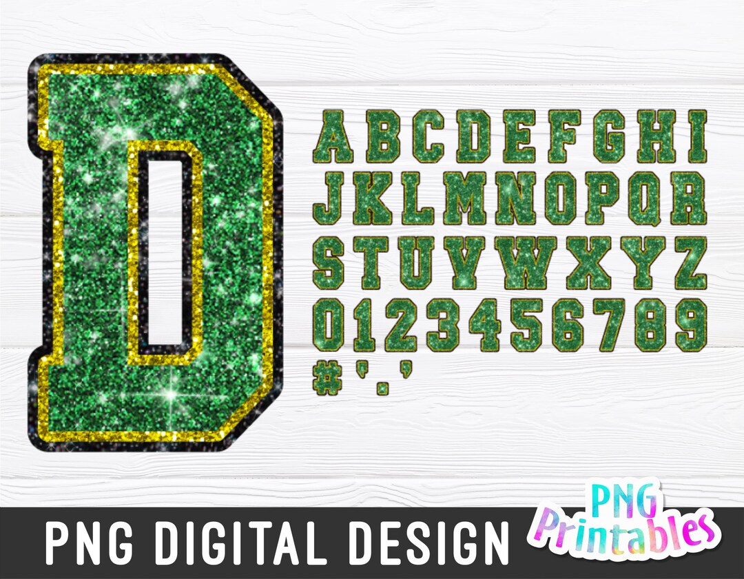 Glitter Sport Alphabet Png - Green Gold and Black Glitter Alphabet ...