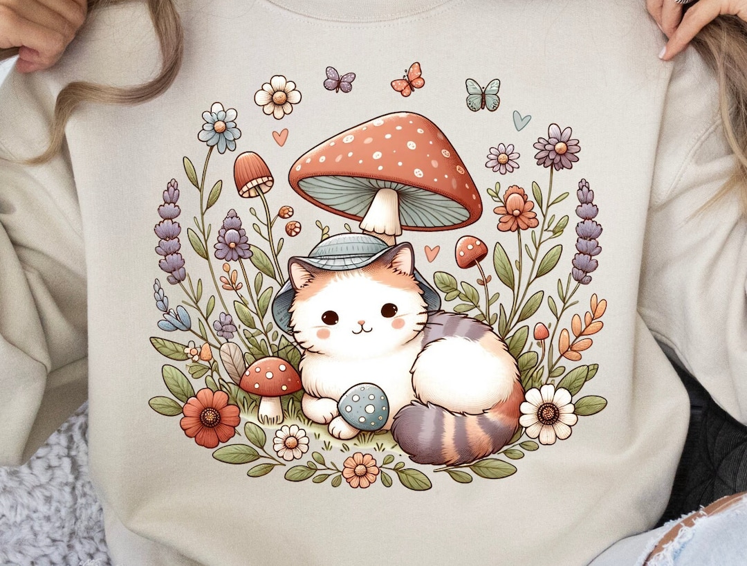 Cottage Core Cat Png Cottage Core Png Print File Cat Shirt Png ...