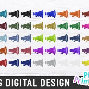 Glitter Cheer Megaphone Png Bundle - Cheer Png - Print File - Glitter ...