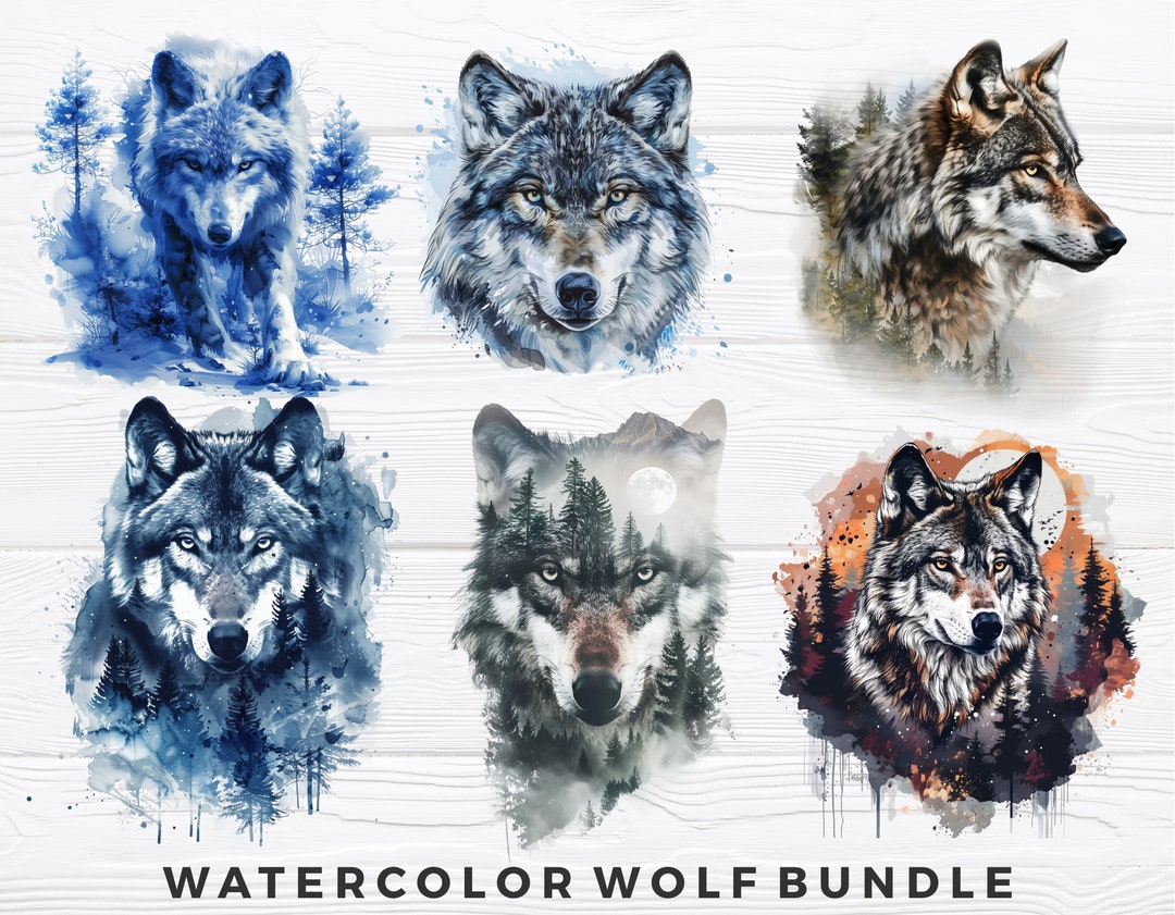 Watercolor Wolf Png Bundle - Wolf Png Bundle - Print File - Shirt Png ...