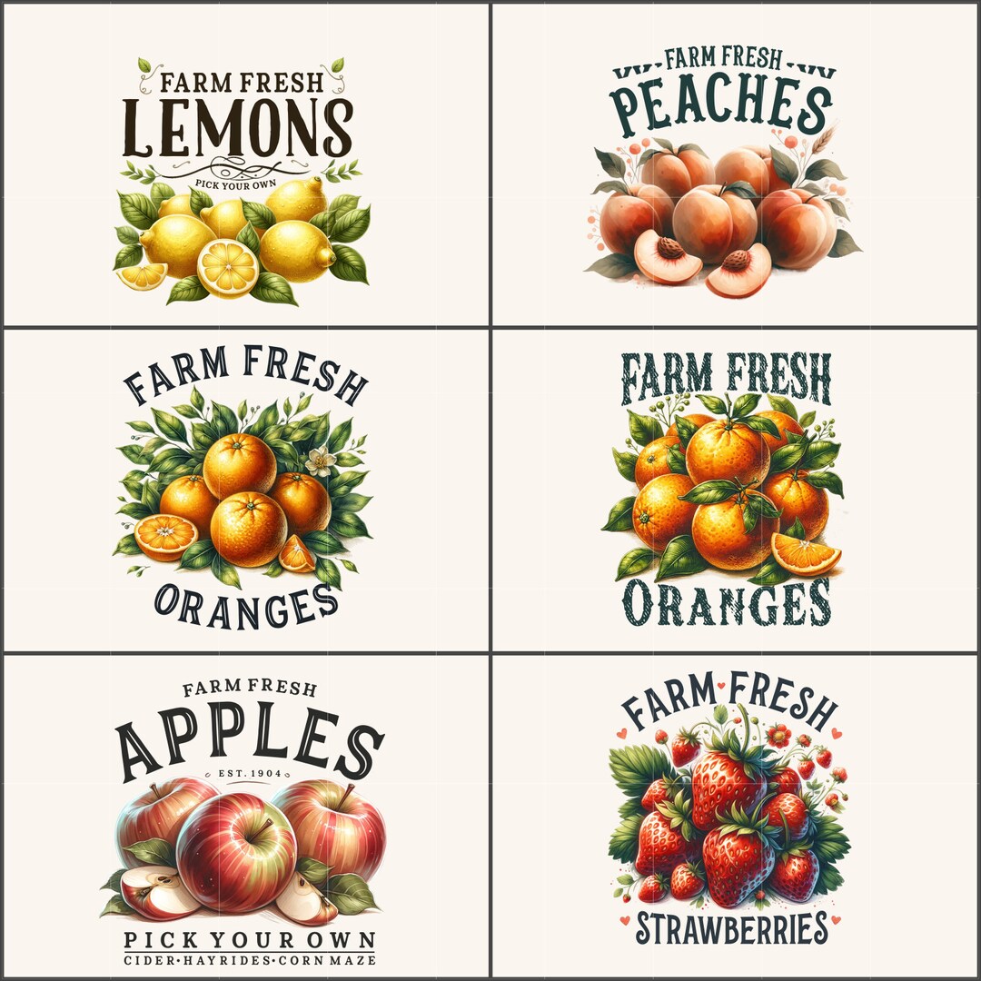 Farm Fresh Bundle Png - Png Bundle - Print File - Sublimation Design ...