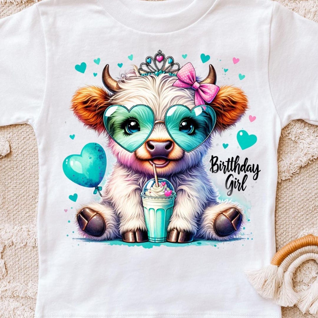 Birthday Png - Highland Cow Birthday Png - Print File - Birthday Girl ...