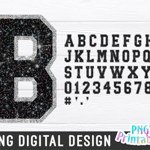 Glitter Sport Alphabet Png - Black and Silver Alphabet - Png Print File ...
