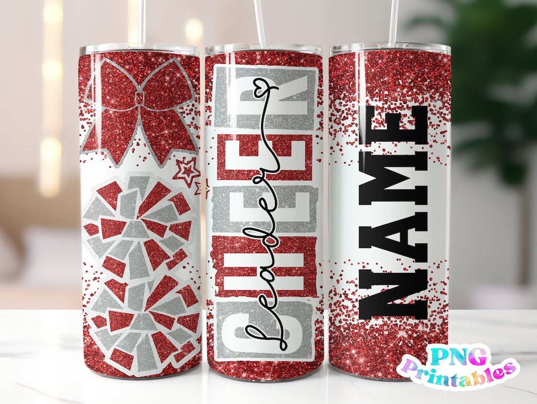 Cheer Glitter 20 Oz Skinny Tumbler Png Design - Cheerleader Sublimation ...