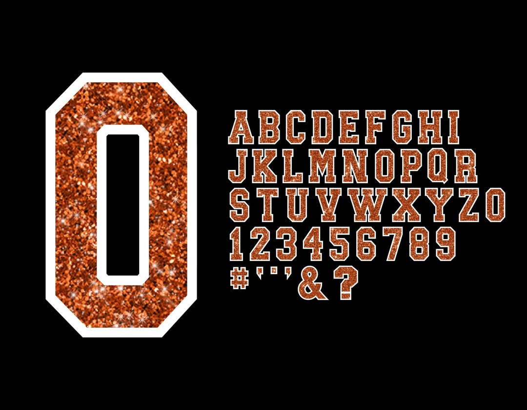 Glitter Sport Alphabet Png - Orange and Matte White Alphabet - Png ...