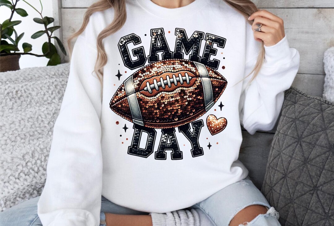 Game Day Football Png - Sequin Football Png - Print File - Glitter ...