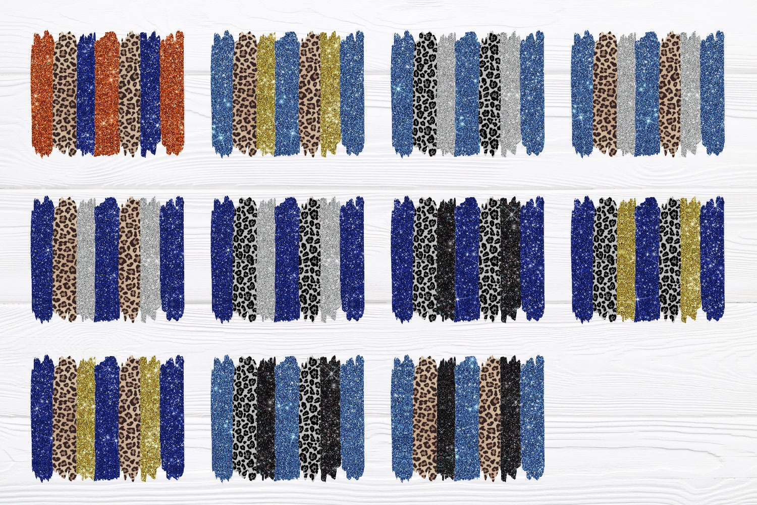 Glitter and Leopard Print Brush Strokes Bundle Png Paint - Etsy