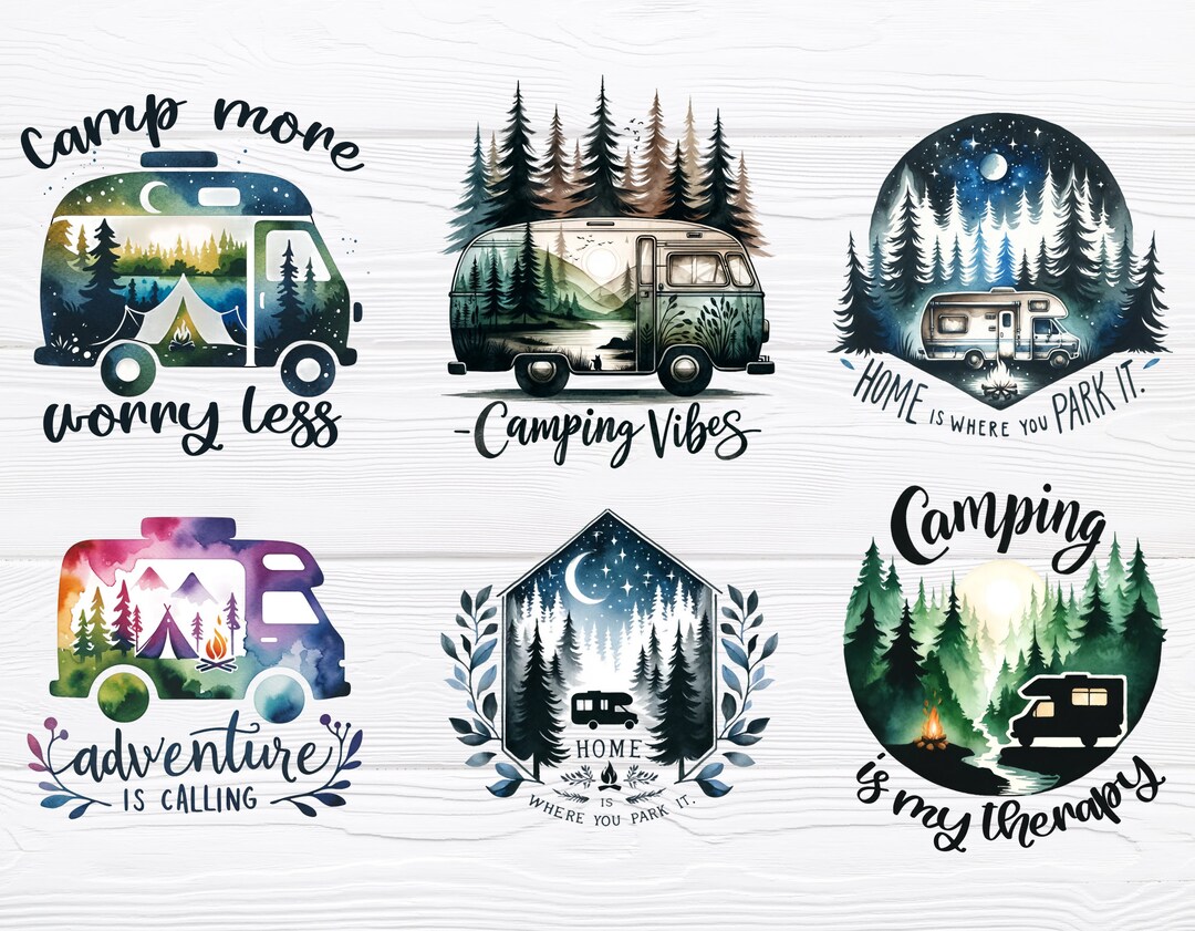 Camping Watercolor Scene Png Bundle - Camping Png - Print File ...