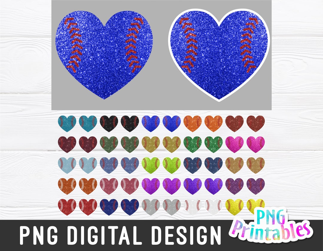Glitter Baseball Heart Png Bundle - Baseball Png - Print File - Glitter ...