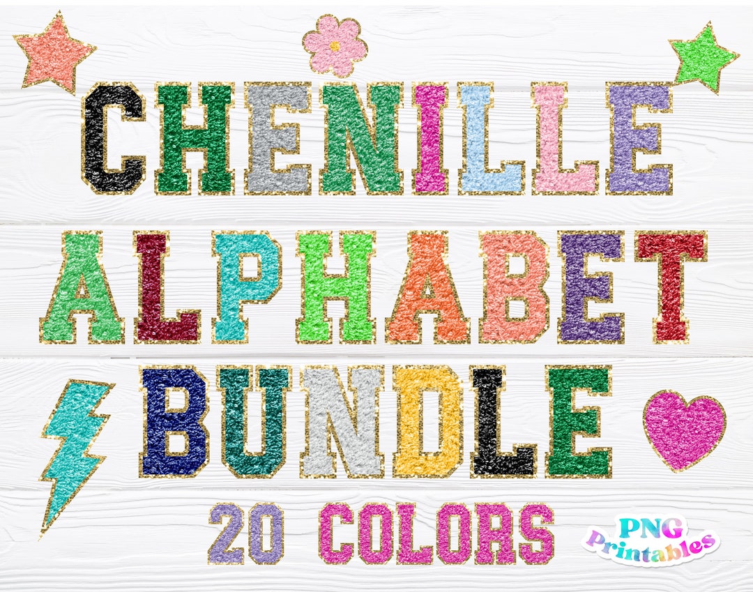 Chenille Alphabet Bundle Png - Gold Glitter and Chenille Alphabet - Png ...