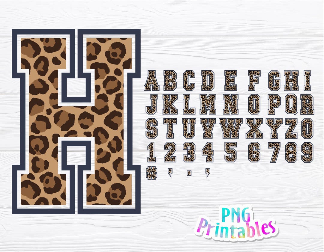 Leopard Print Alphabet Png - Leopard and Navy Blue Alphabet - Png Print ...