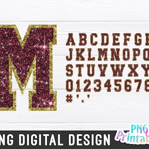 Glitter Sport Alphabet Png - Maroon and Gold Alphabet - Png Print File ...