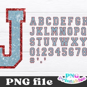 Glitter Sport Alphabet Png - Light Blue and Red Alphabet - Png Print ...