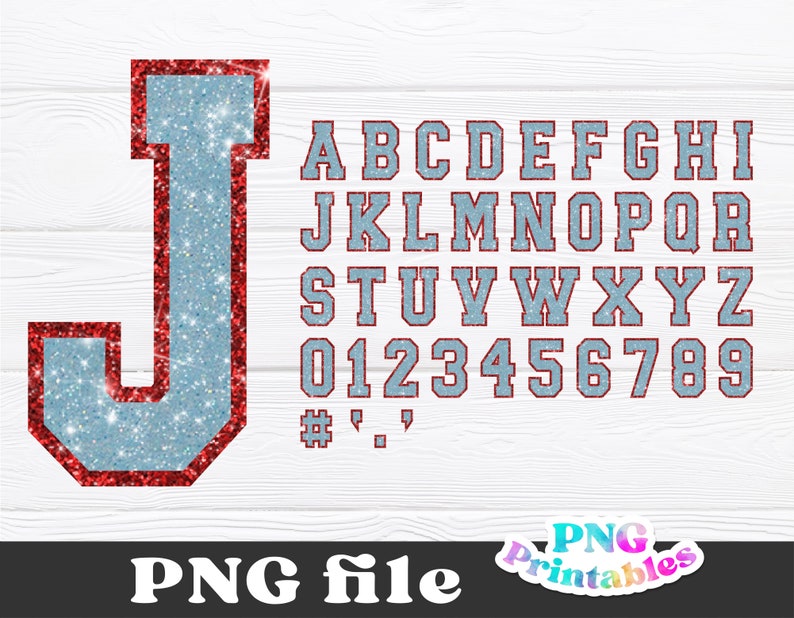 Glitter Sport Alphabet Png - Light Blue and Red Alphabet - Png Print ...