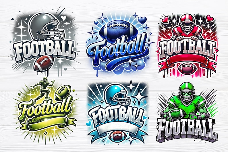Football Png Bundle - Airbrushed Football Png Bundle - Print File ...