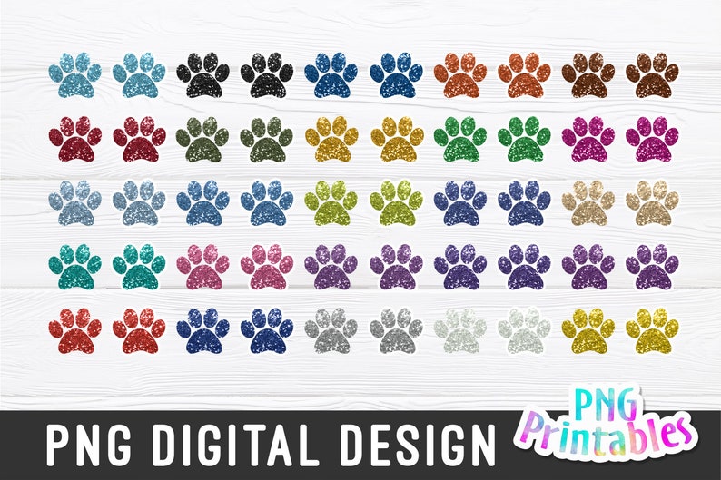 Sequin Paw Prints Png Bundle - Paw Print Png - Print File - Glitter ...