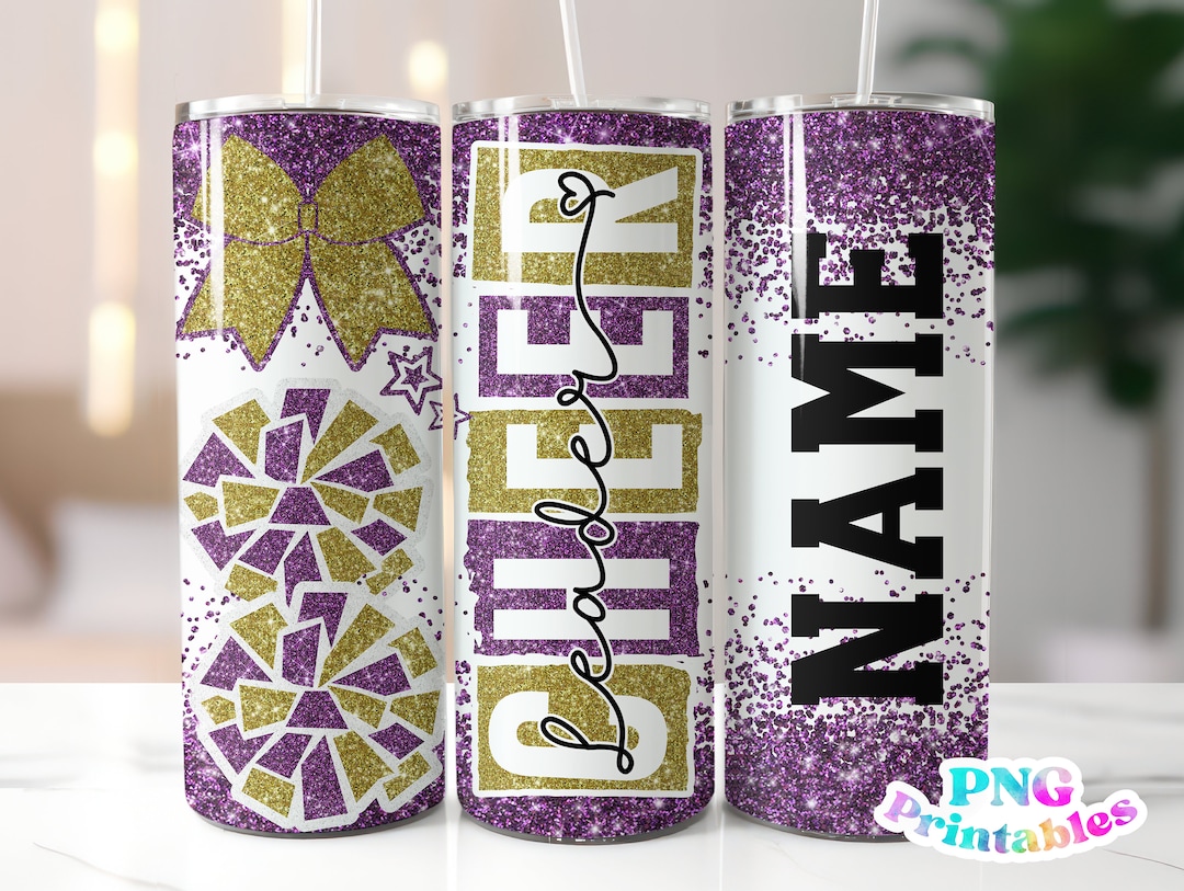 Cheer Glitter 20 Oz Skinny Tumbler Png Design - Cheerleader Sublimation ...