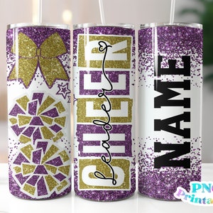 Cheer Glitter 20 Oz Skinny Tumbler Png Design - Cheerleader Sublimation ...