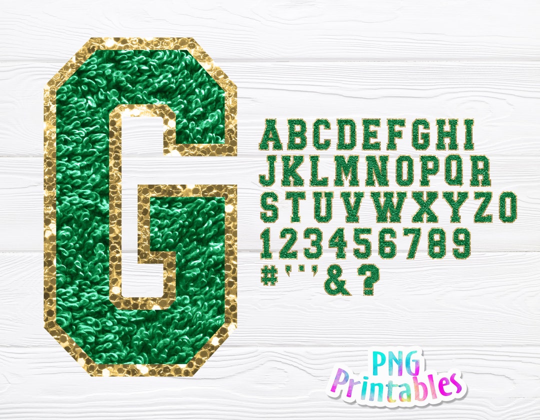 Chenille Alphabet Png - Dark Green Alphabet - Png Print File for ...