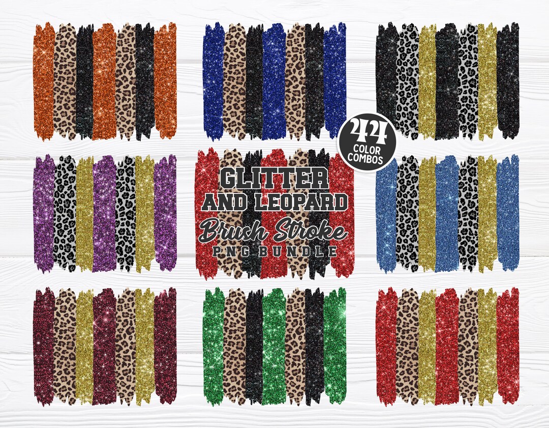 Glitter and Leopard Print Brush Strokes Bundle Png - Paint Strokes Png ...