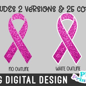 Glitter Cancer Ribbons Png Bundle - Cancer Awareness Png - Print File ...