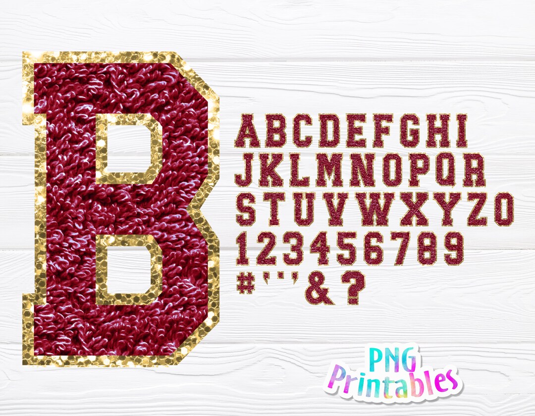 Chenille Alphabet Png - Maroon and Gold Alphabet - Png Print File for ...