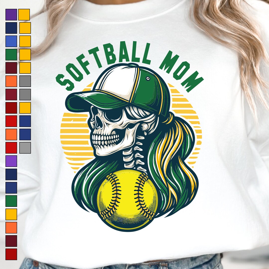 Softball Mom Png Softball Png Print File Skeleton Sublimation Design ...