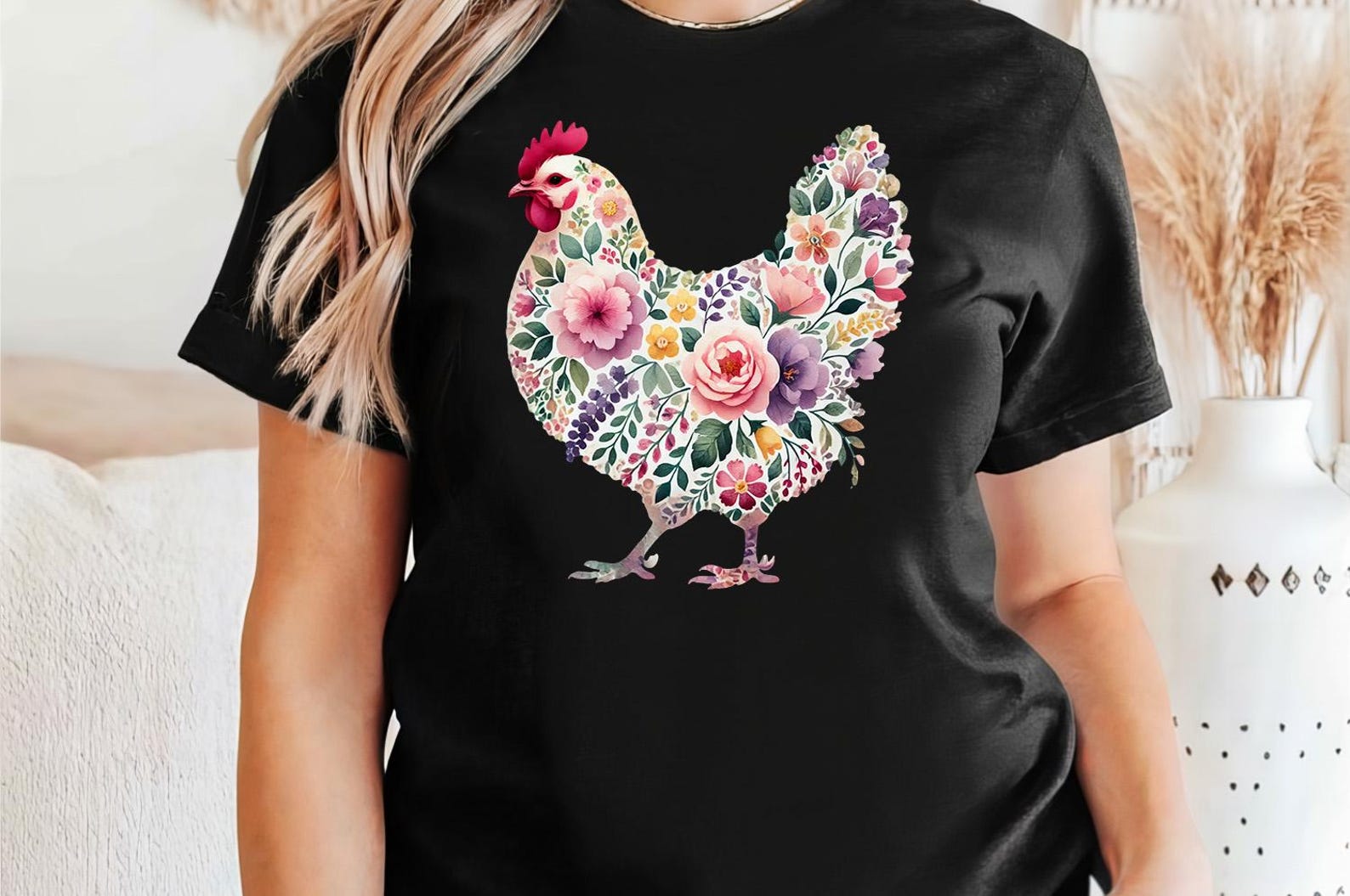 Floral Chicken Png - Chicken Png - Print File - Sublimation Design ...