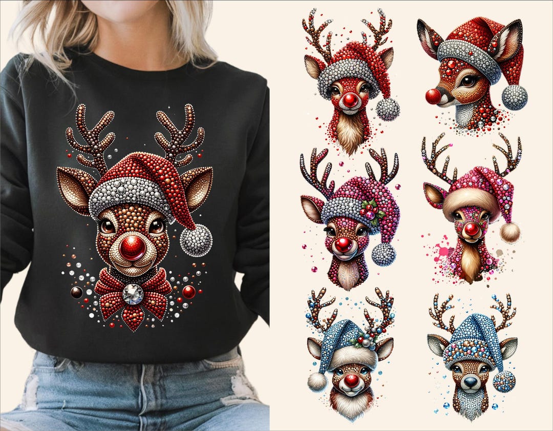 Reindeer Png - Reindeers With Rhinestones and Glitter Bundle ...