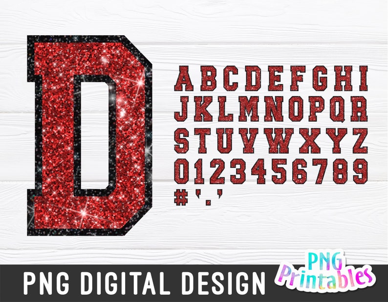 Glitter Sport Alphabet Png Red and Black Glitter Alphabet - Etsy